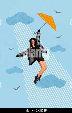 Creative poster collage of active strong young guy sportsman lifting ...