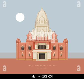 Varanasi City - Kashi Vishwanath Temple - Icon Illustration as EPS 10 ...