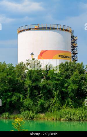 Russia, Tuapse, Rosneft oil depot, panoramic night view Stock Photo - Alamy
