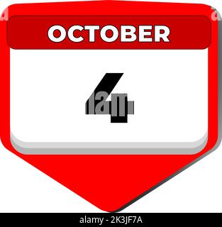 Icon calendar day - 4 October. 4th days of the month, vector ...