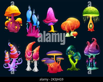 Fantasy alien plants for game ui design. Cartoon vector illustration ...