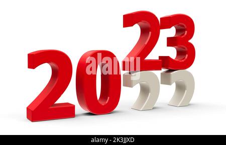 2022-2023 change represents the new year 2023, three-dimensional rendering, 3D illustration ...