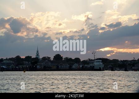 nantucket harbor view at sunset panorama Stock Photo - Alamy