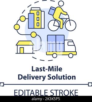 last mile delivery line icon vector. last mile delivery sign. isolated ...