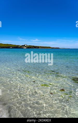 The azure waters of Kilmurvey beach, Inishmore, the largest of the Aran ...