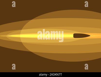 Realistic flying bullet in motion with the fiery trace. Vector ...