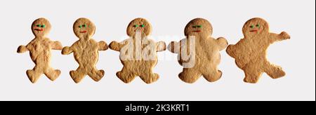 Gingerbread men decorate sweet icing. Traditional festive decor ...