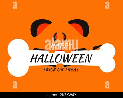 Halloween carved face with a bone in its mouth in pixel art style. Evil ...