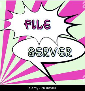 Hand writing sign File Server. Concept meaning device which controls access to separately stored ...