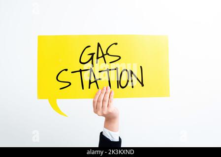 Conceptual display Gas Station, Word for for servicing motor vehicles ...