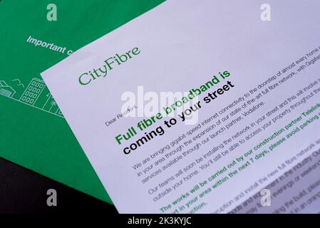 Letter from CityFibre notifying of disruption due to full fibre ...