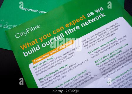 Letter from CityFibre notifying of disruption due to full fibre ...