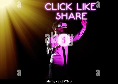 Handwriting text Click Like Share. Conceptual photo Internet sharing ...