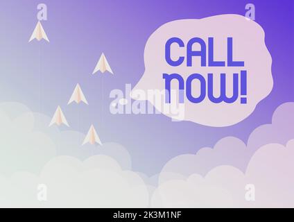 Hand writing sign Call Now. Business showcase To immediately contact a ...