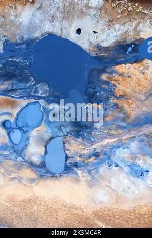 Aerial view of bubbling mud from volcanic activity, at Denali National ...
