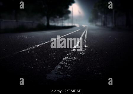 Black asphalt road and empty dark street scene background. Cracked ...
