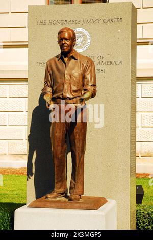 A statue of Jimmy Carter stands outside the Georgia State Capitol ...