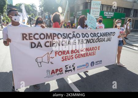 Salvador, Bahia, Brazil - November 20, 2021: Brazilians protest waving ...