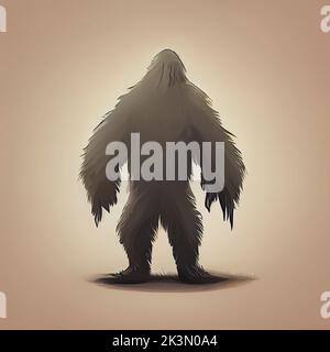 Big hairy yeti. Flat art. Digital illustration Stock Photo - Alamy