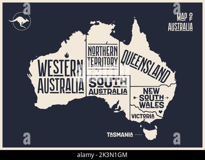 Map Australia. Poster map of Australia. Print of Australia ...