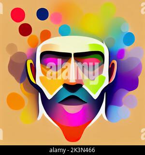 Multicolored abstract male portrait. Stylized multicolored male head ...