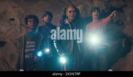 SPIRIT HALLOWEEN, from left: Jaiden J. Smith, Dylan Martin Frankel, Donovan Colan, Marissa Reyes ...