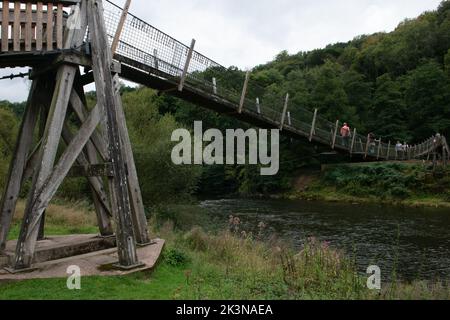 Swing Bridge in the Wye Valley near to Symonds Yat,at the Biblins, on ...
