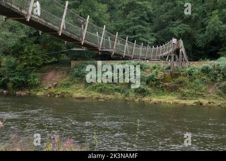 Swing Bridge in the Wye Valley near to Symonds Yat,at the Biblins, on ...