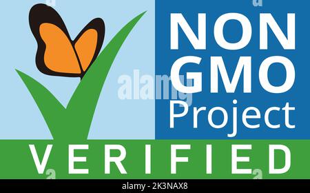 Non GMO verified label. GMO free icon. No GMO design element for tags ...