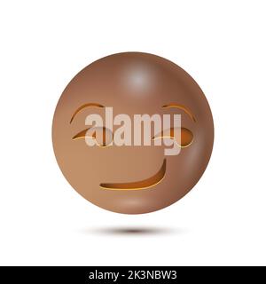 Flirting face, smug face, suggestive face. 3D stylized vector icon. emoji. isolated in white ...