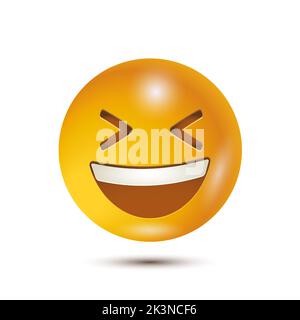 Grinning squinting face. 3D stylized vector icon. realistic emoticon ...