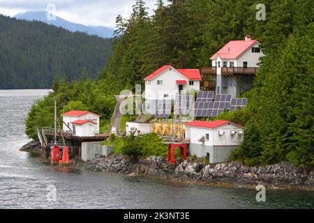 Boat Bluff Lighthouse near Klemtu, Sarah Island, in Tolmie Channel on ...