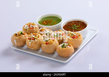 Panipuri or fuchka fhuchka or gupchup or golgappa or Pani ke Patake is ...