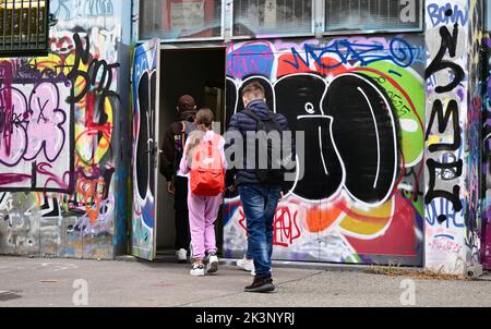 Stuttgart, Germany. 19th Sep, 2022. A rainbow can be seen next to the ...