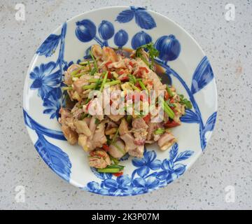 Green plate of Chicken Satay Stock Photo - Alamy