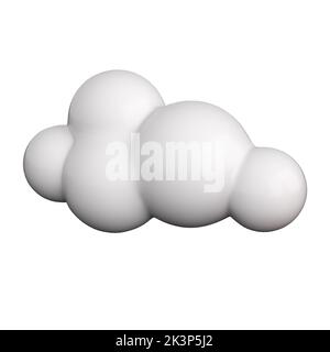 3d white fluffy cloud. Trendy soft plastic cartoon cloud icon. High ...
