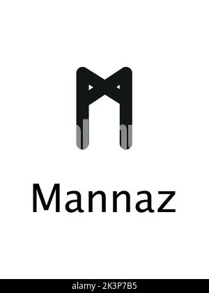 Mannaz Rune alphabet, Futhark. Writing ancient Germans. Vector Mystical ...