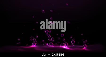 Abstract background with purple liquid and rising up air bubbles. Water ...