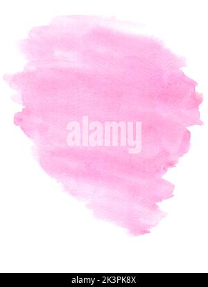 Watercolor light pink stains on white paper background. Hand painted ...
