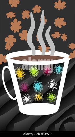 Coffee cups watercolor pattern. Coffee design seamless pattern Stock ...