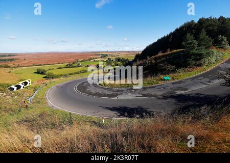 The hairpin bend on the A169 Pickering to Whitby Road at Saltergate on ...