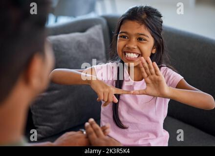 Child Learning Sign Language. Hearing Disabilities And Audiology Stock ...