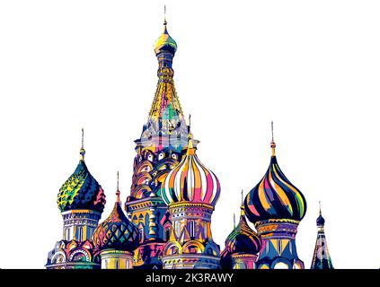 Digital design of Moscow. St. Basil Cathedral on white background Stock ...