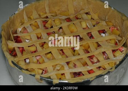 Puff pastry cake with assorted fruits Stock Photo - Alamy