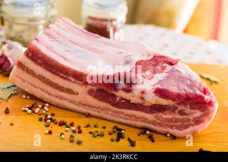 fresh piece of lard ready for salting Stock Photo - Alamy