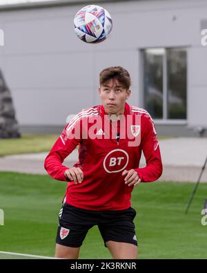 Wales' Rubin Colwill during the training session at the Vale Resort ...