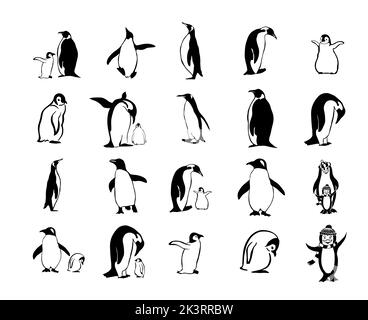 Cute stylized Penguins. Vector cartoon Illustration Stock Vector Image ...