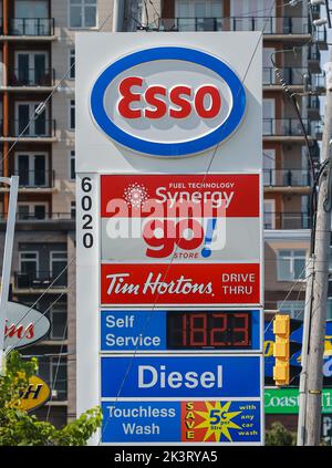 ESSO Gas (aka ExxonMobil) Station store front. Gas Price hitting above ...