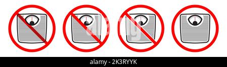 Weighing scale ban sign. Weighing scale is forbidden. Prohibited sign ...
