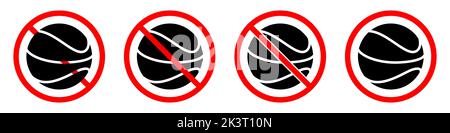Basketball ban sign. Basketball is forbidden. Set of red prohibition ...